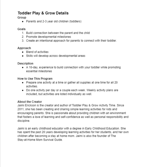 Toddler Play and Grow Activity Time » The Stay-at-Home-Mom Survival Guide